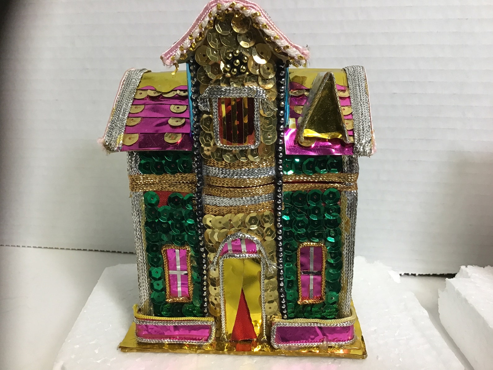 Set of 5 Vintage Putz Style Sequined House Boxes - Etsy