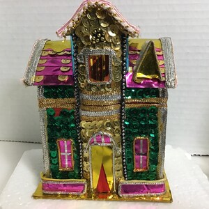 Set of 5 Vintage Putz Style Sequined House Boxes - Etsy