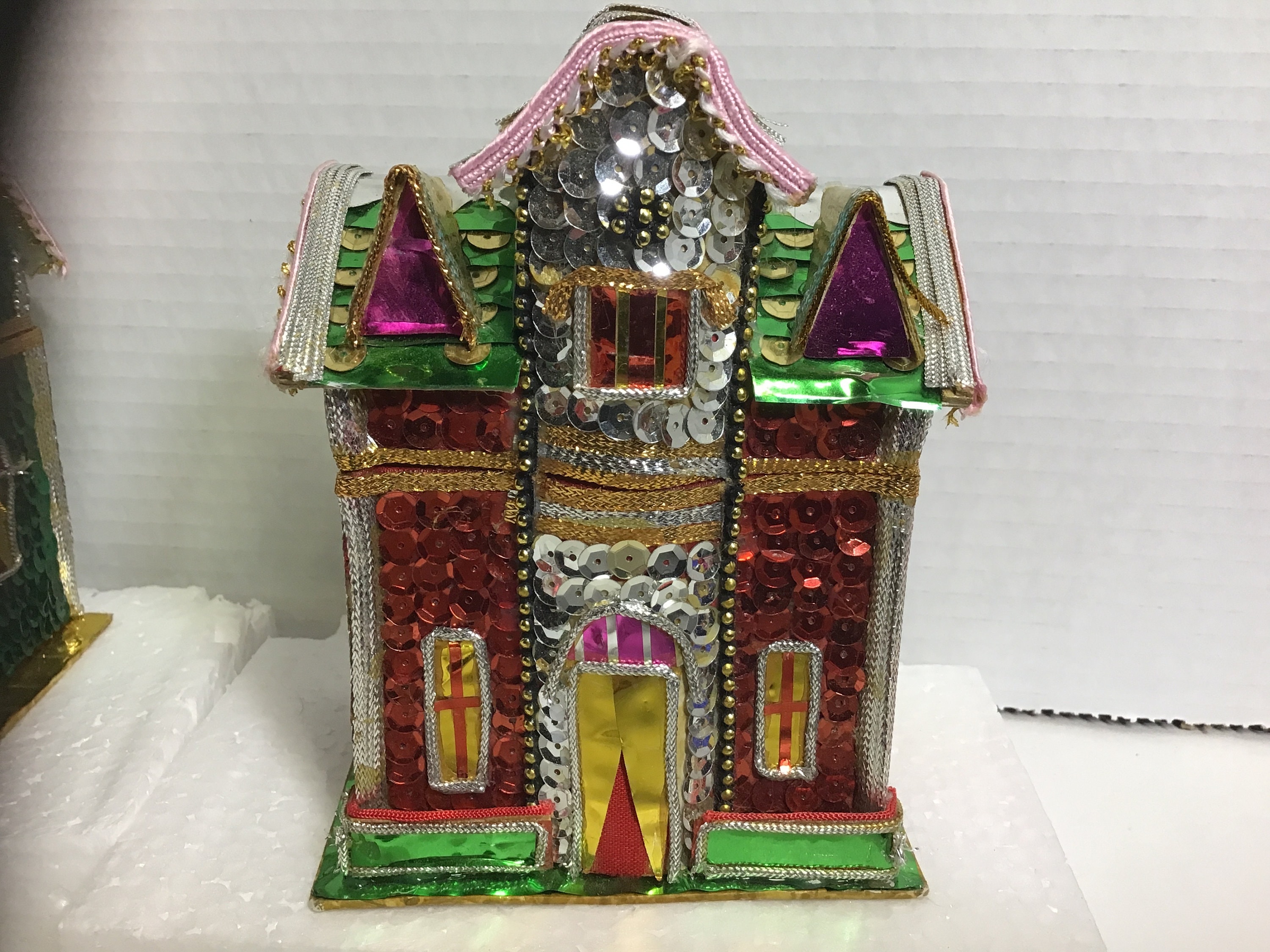 Set of 5 Vintage Putz Style Sequined House Boxes - Etsy