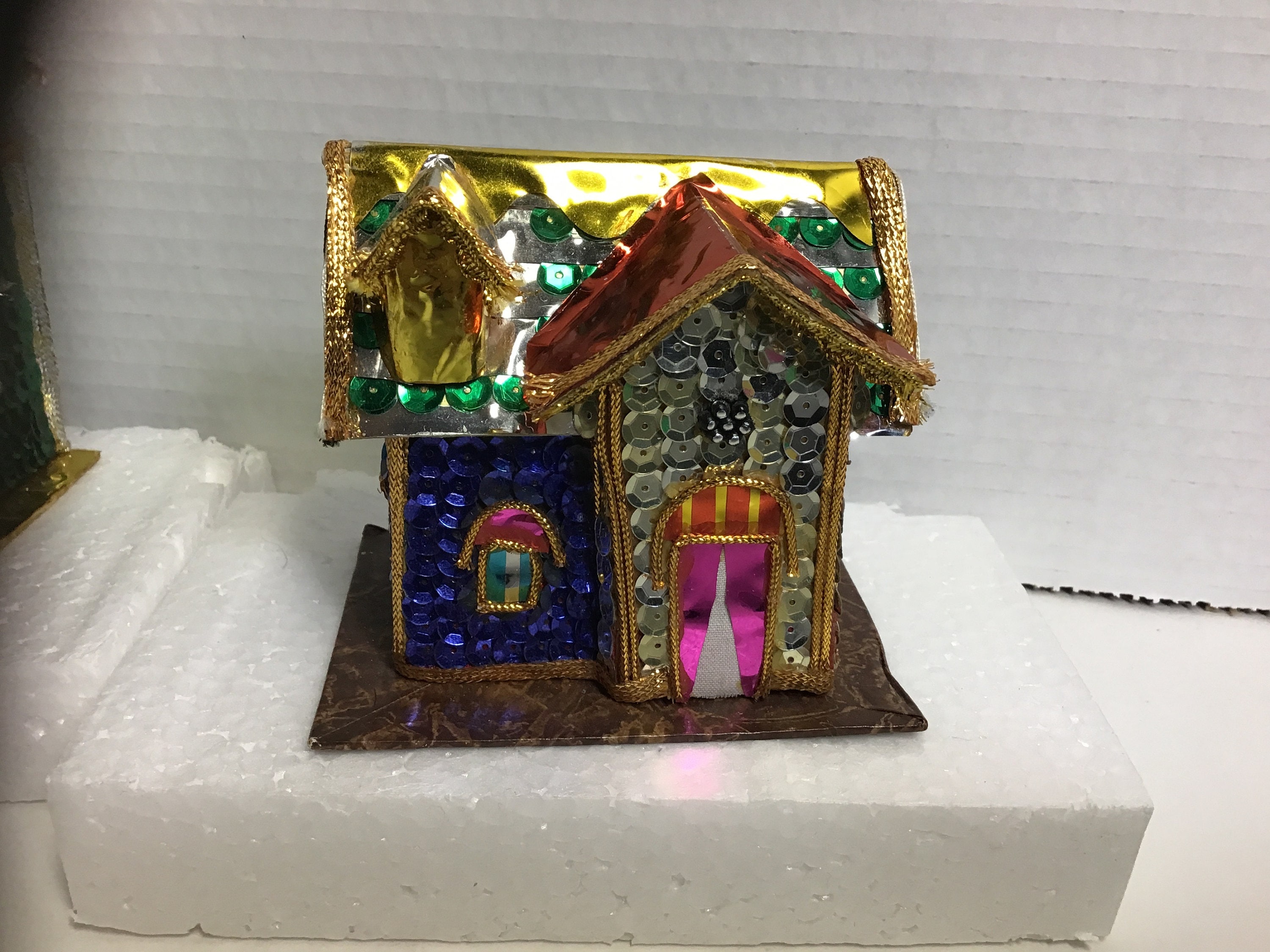Set of 5 Vintage Putz Style Sequined House Boxes - Etsy