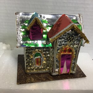 Set of 5 Vintage Putz Style Sequined House Boxes - Etsy