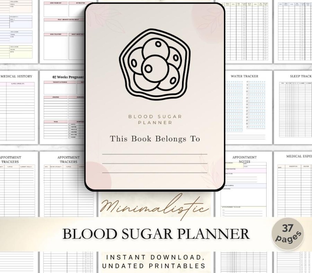 Blood Sugar Planner Printable | Glucose Tracking Log, Diabetes ...