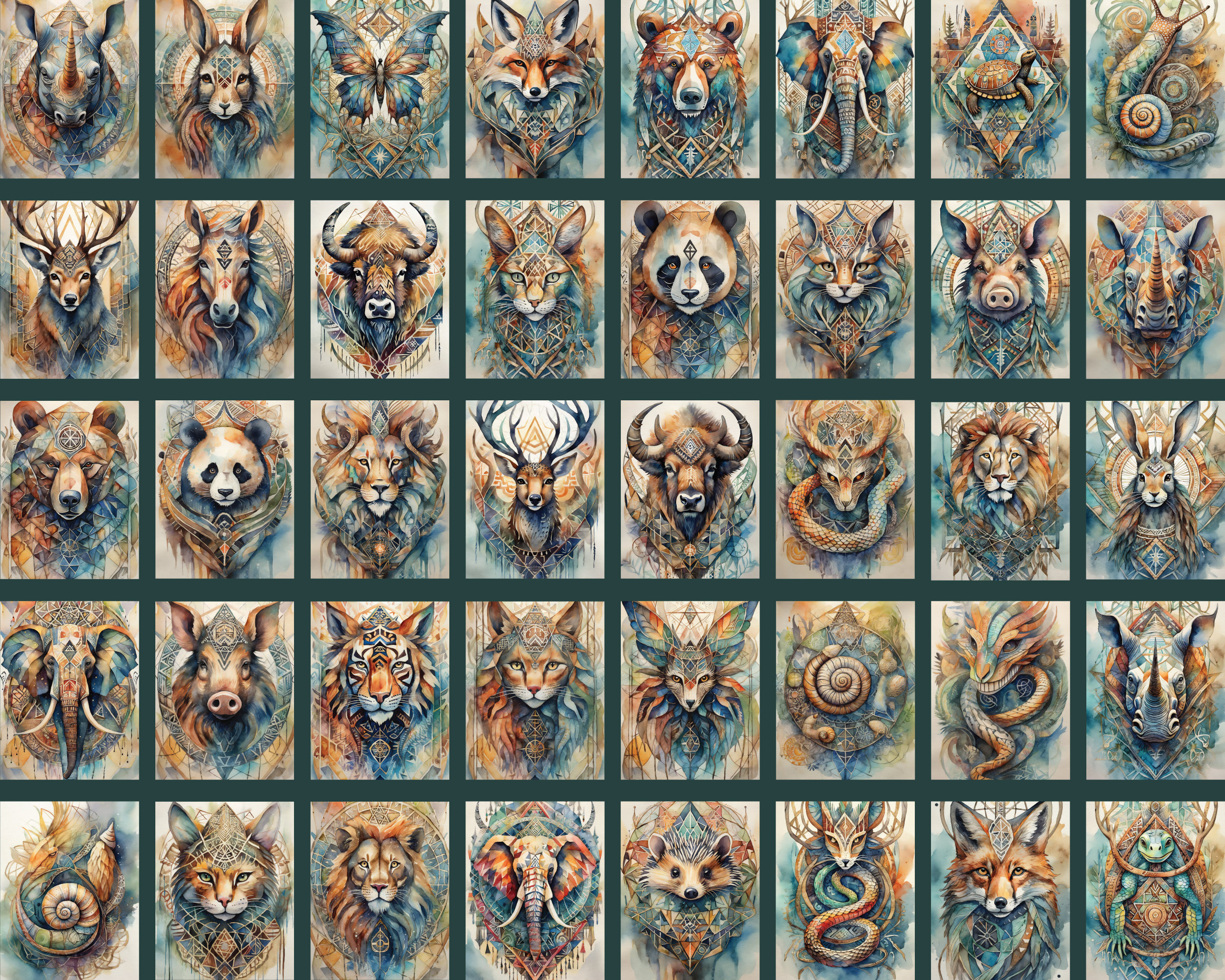 Watercolor Animal Spirits Collection, 50+ High-quality Mega BUNDLE ...