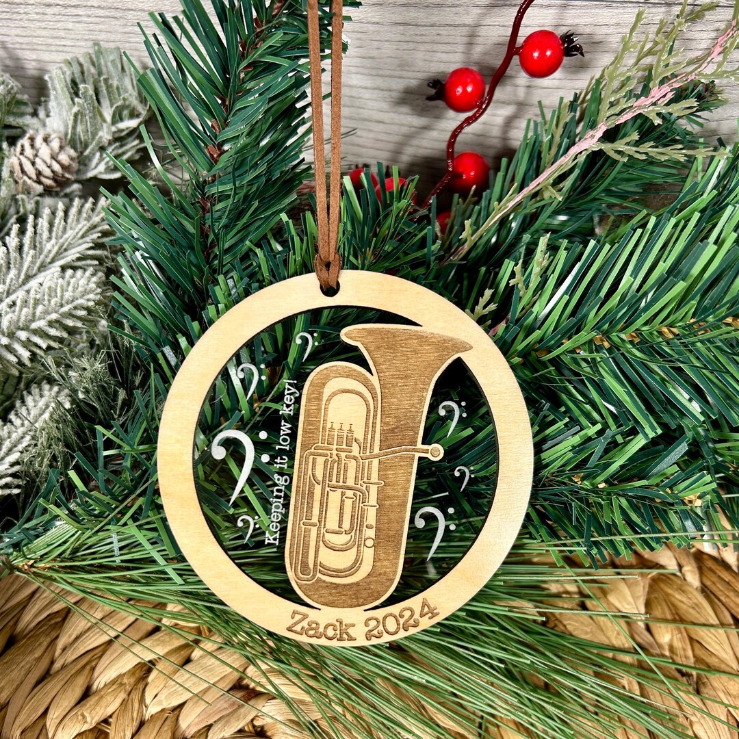 Personalized Tuba Ornament, Tuba Player, 2024, Keeping It Low Key, Wood ...