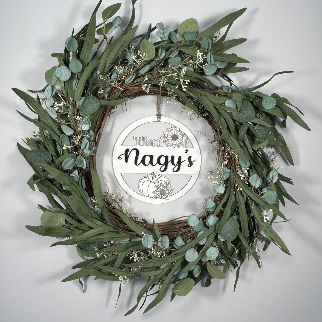 Fall Wreath Center, Custom Laser Cut, Laser Engraved, Door Hanger ...
