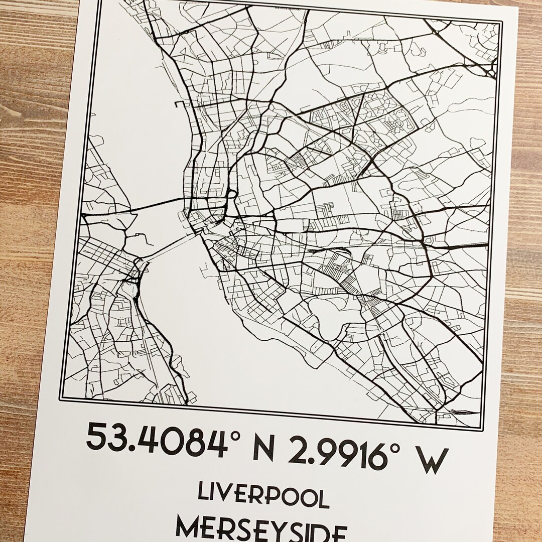 PRINT ONLY City Map With Coordinates Choose Your City Print Size Black ...