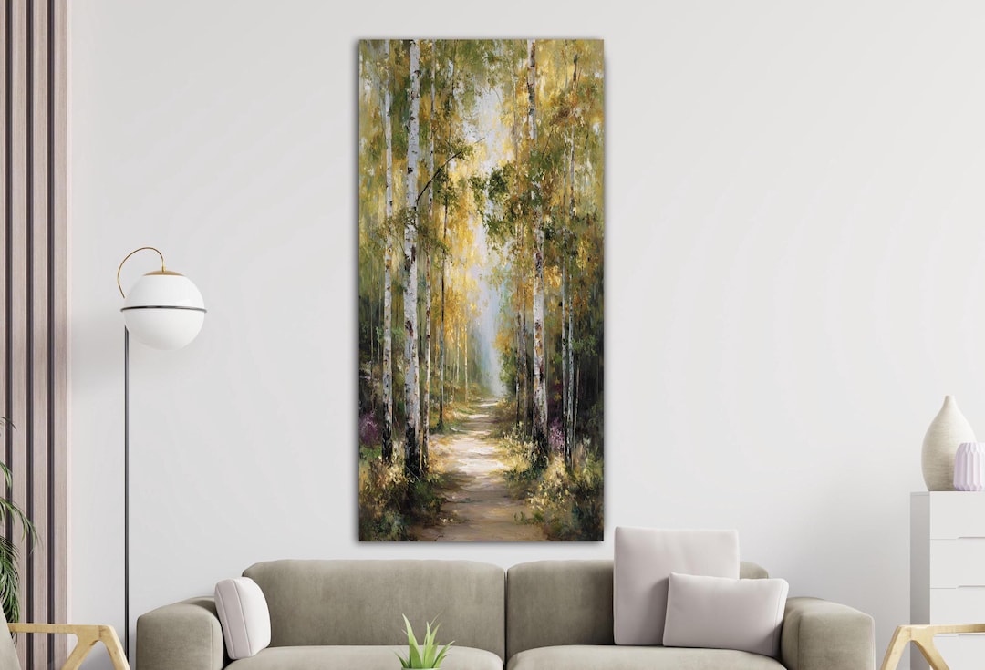 Golden Forest Path Canvas Art, Sunlit Woodland Painting - Etsy