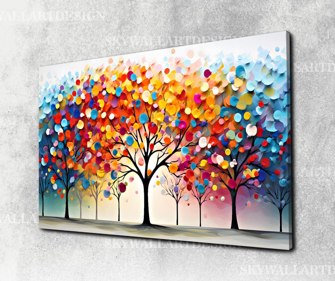Abstract Tree Wall Art, Tree Canvas Wall Decor, Minimalist Flower Art ...