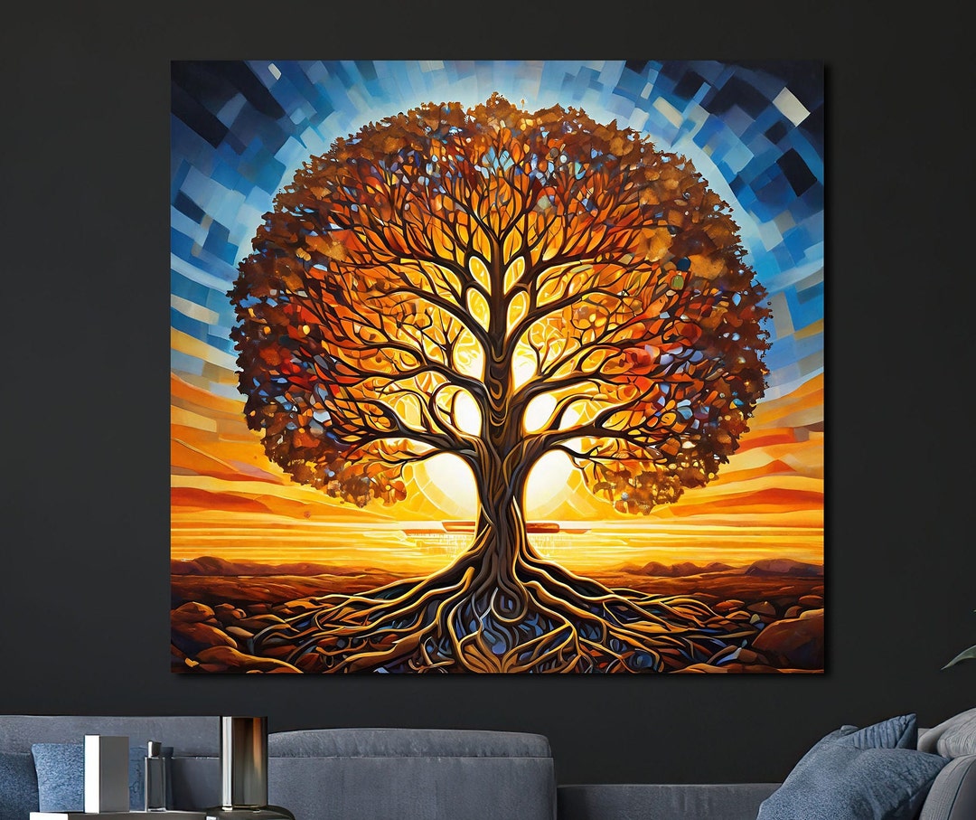 Colorful Tree of Life Painting on Canvas,tree of Life Poster,tree of ...