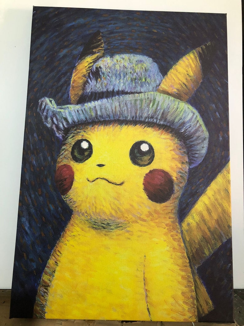 Pikachu Van Gogh Canvas Print: Famous Art Reproduction, Ready to Hang ...