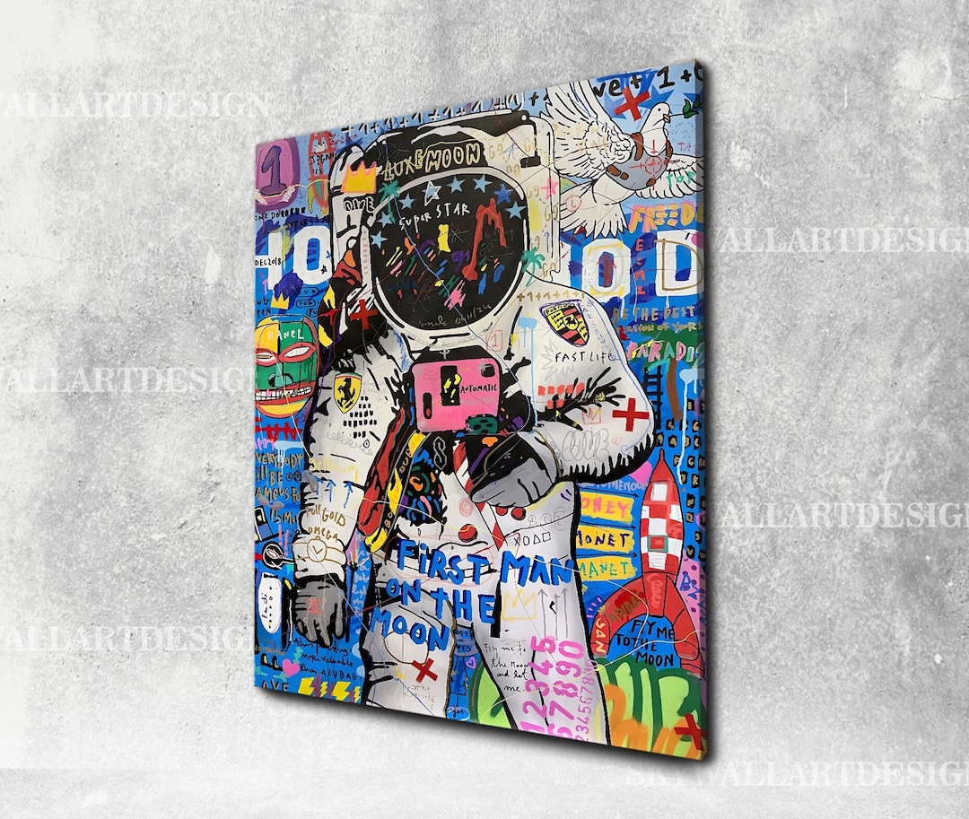 Graffiti Astronaut,astronaut Wall Art, Graffiti Print, Modern Canvas ...