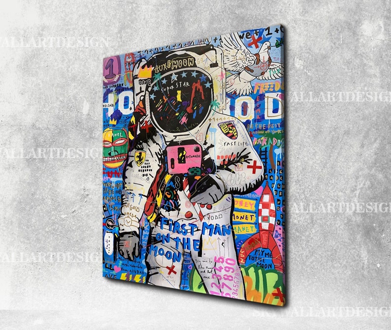 Graffiti Astronaut,astronaut Wall Art, Graffiti Print, Modern Canvas ...
