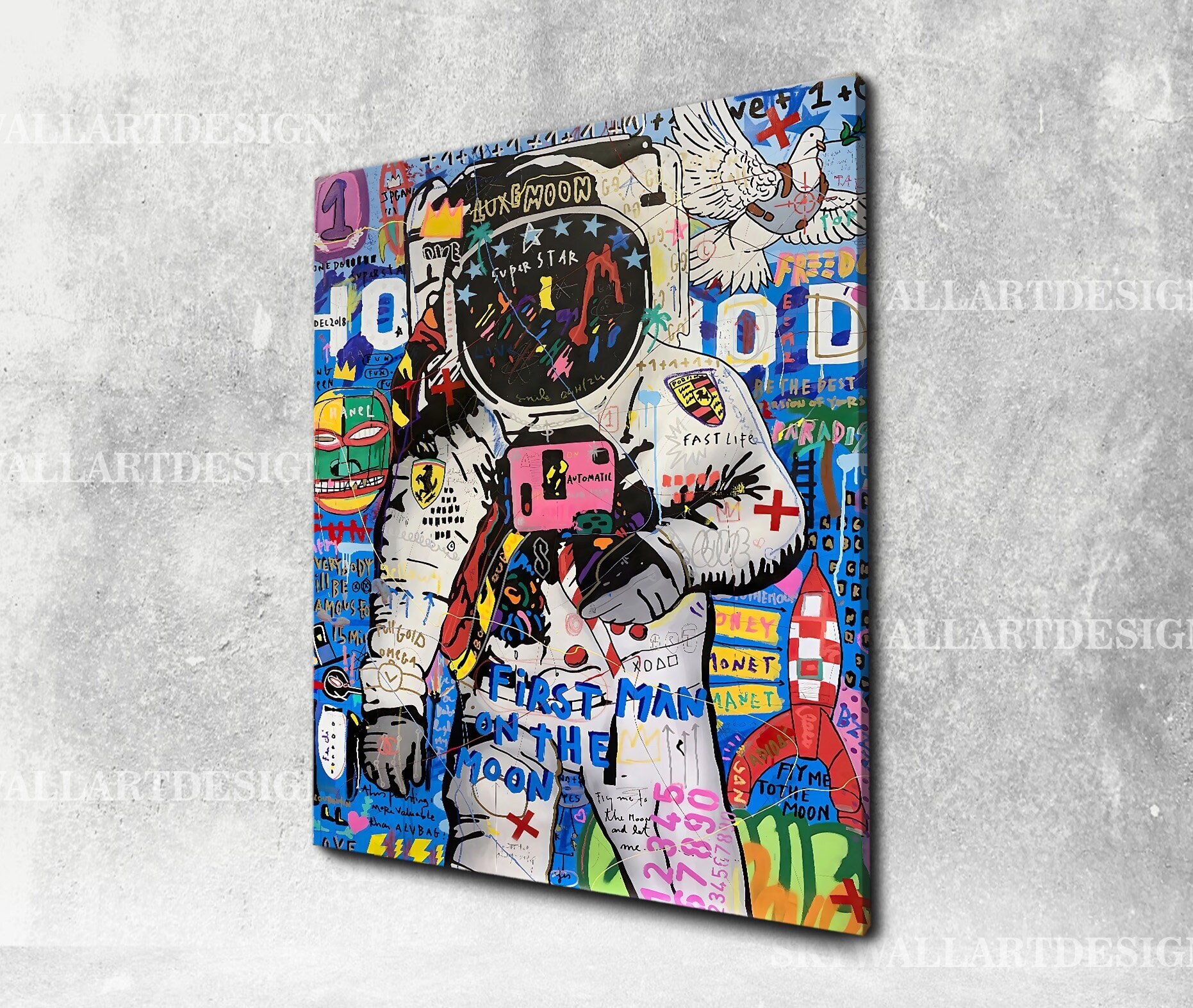 Graffiti Astronaut,astronaut Wall Art, Graffiti Print, Modern Canvas ...