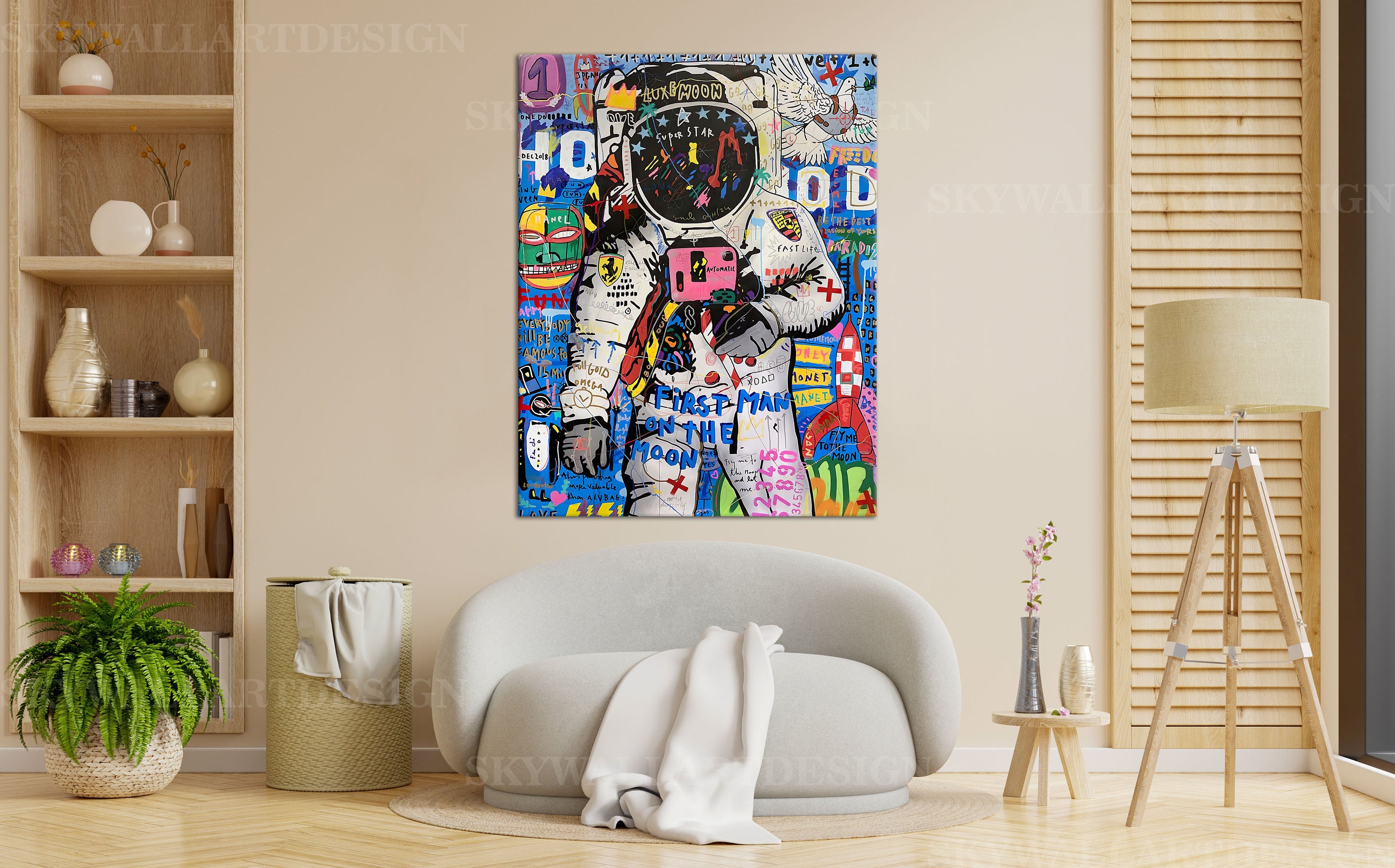 Graffiti Astronaut,astronaut Wall Art, Graffiti Print, Modern Canvas ...