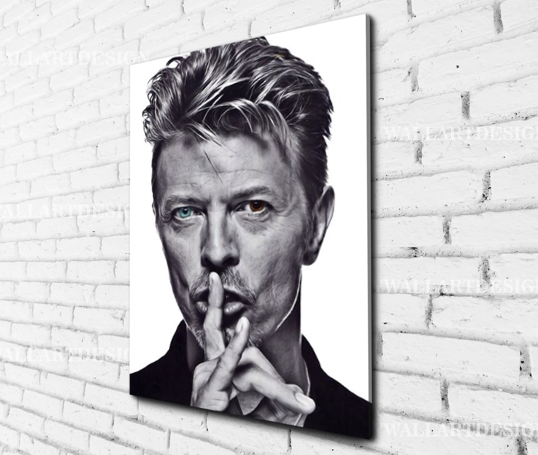 David Bowie Portrait Canvas Painting,3d Wall Art,dawid Bowie Hush Sign ...