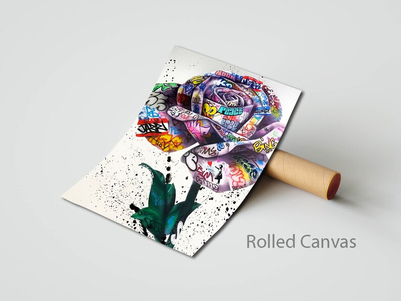 Banksy Graffiti Rose Canvas Art: Modern Wall Decor - Etsy