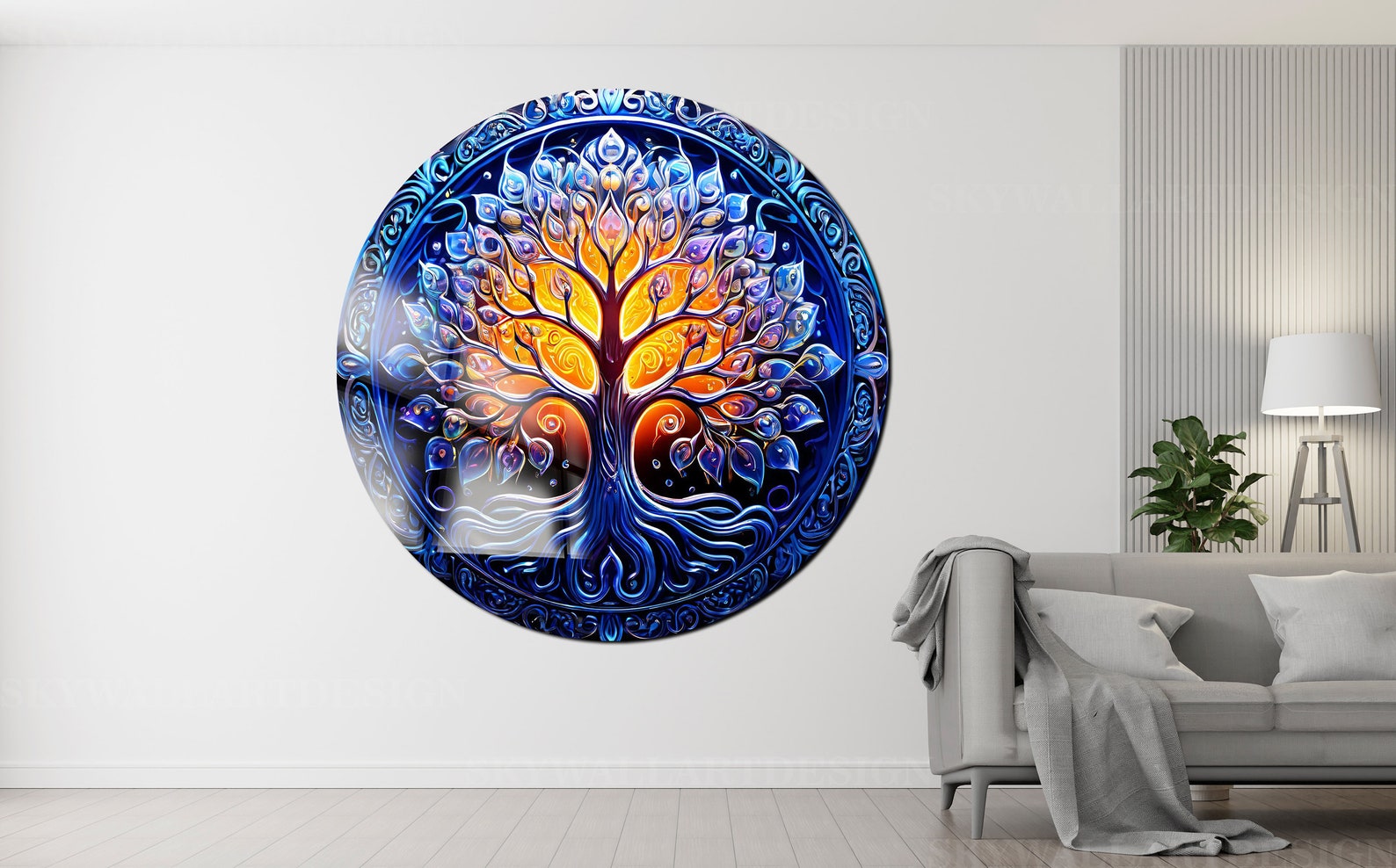 Tree of Life Wall Decor, Abstract Blue Tree,life of Tree Wall Art,glass ...