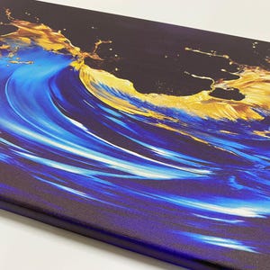 Gold Ocean Blue Sea Landscape Wall Art Canvas, Abstract Wall Decor ...