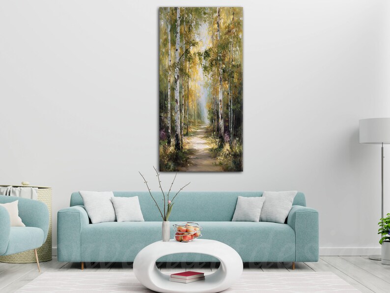 Golden Forest Path Canvas Art, Sunlit Woodland Painting - Etsy