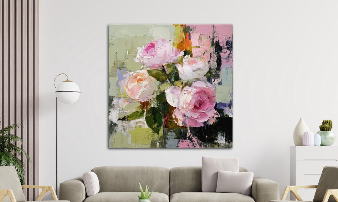 Modern Abstract Rose Print Art Wall Decor - Flower Canvas - Etsy