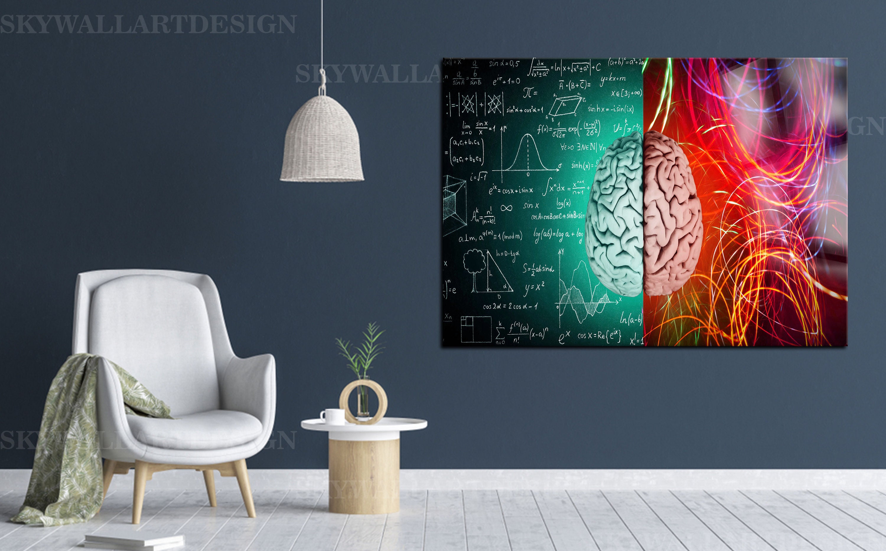 Brain Anatomy Art,tempered Glass Science Wall Decor, Psychology Wall ...