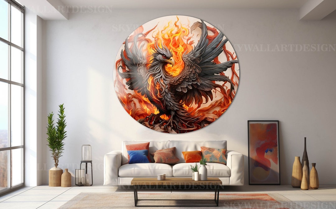 Burning Phoenix, Stained Glass, Phoenix Bird Art, Phoenix Wall Art ...