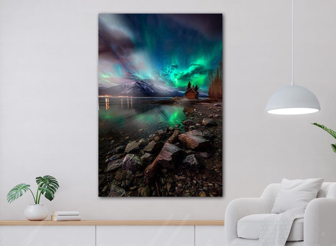 Northern Lights Tempered Glass Wall Art | Aurora Borealis Landscape ...