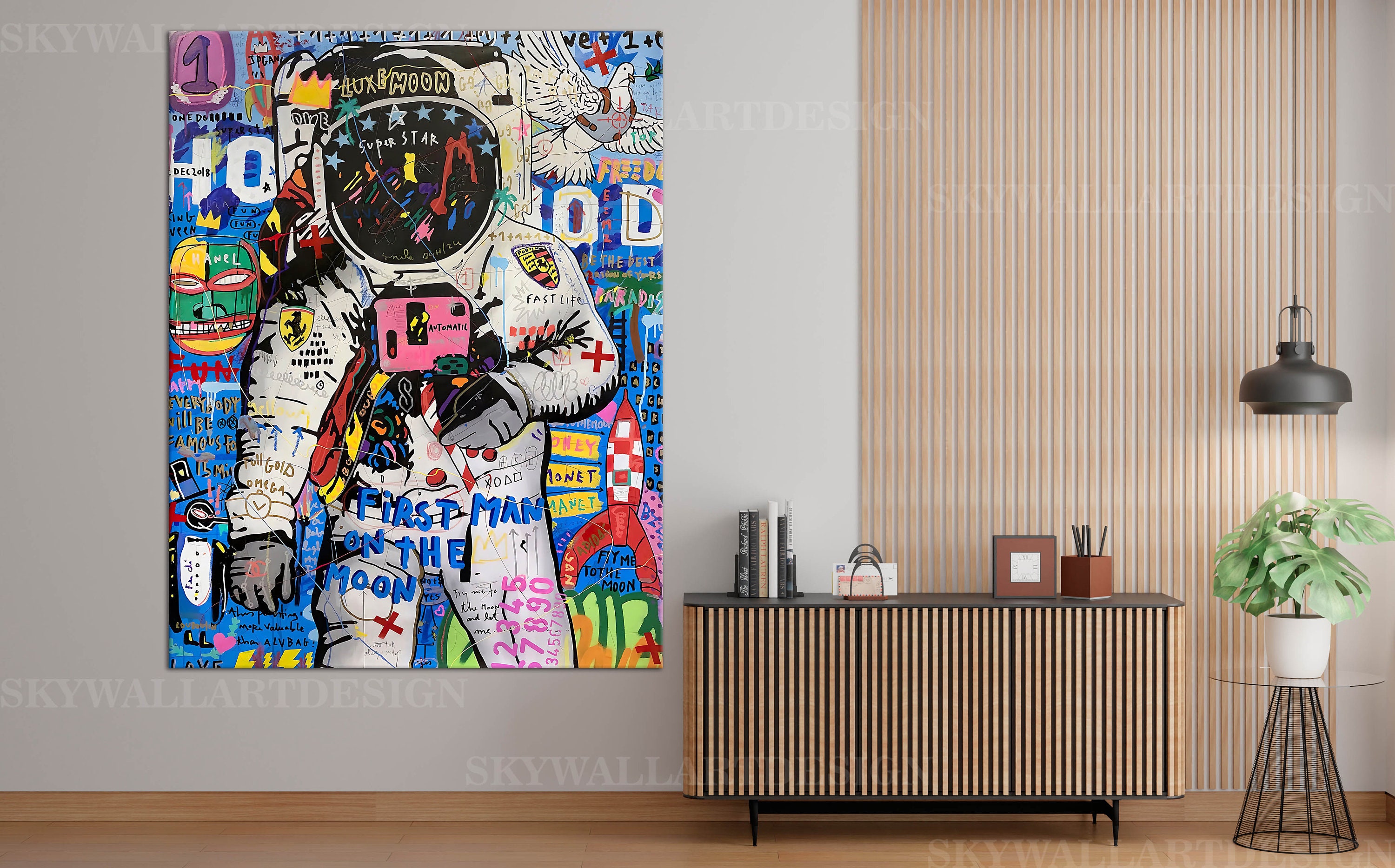 Graffiti Astronaut,astronaut Wall Art, Graffiti Print, Modern Canvas ...