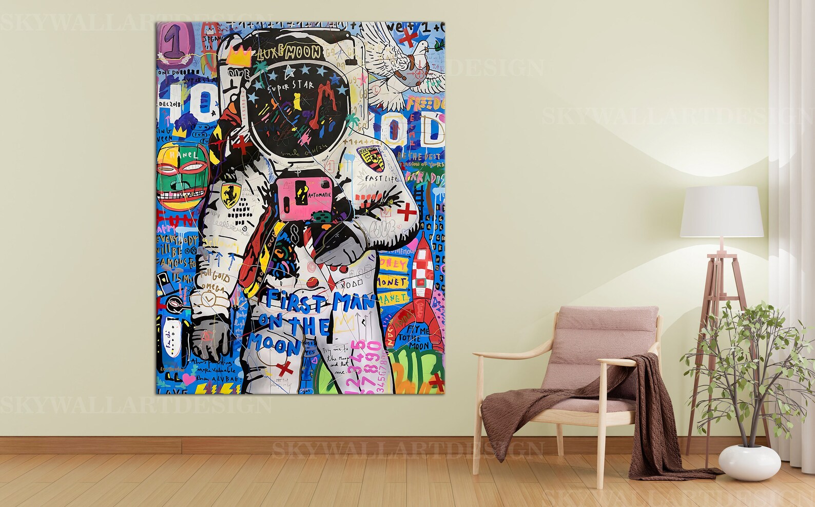 Graffiti Astronaut,astronaut Wall Art, Graffiti Print, Modern Canvas ...