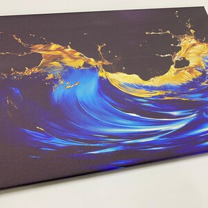 Gold Ocean Blue Sea Landscape Wall Art Canvas, Abstract Wall Decor ...
