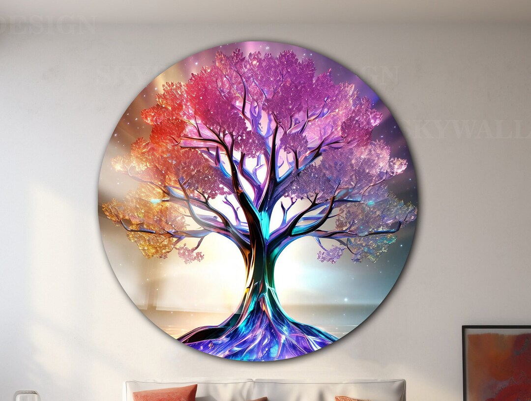 Tempered Glass,life of Tree Wall Art,glass Wall Decor,glass Printing ...
