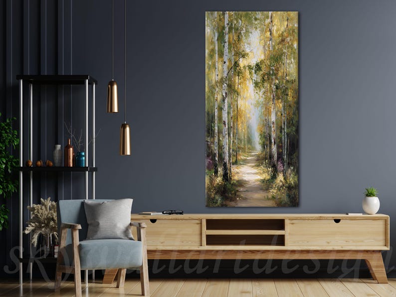 Golden Forest Path Canvas Art, Sunlit Woodland Painting - Etsy