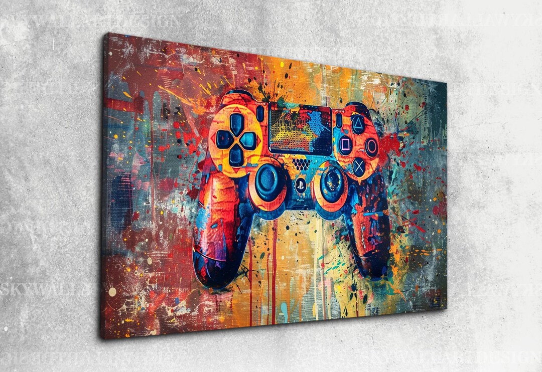 Graffiti Game Controller Canvas Art, Gamer Room Decor - Etsy