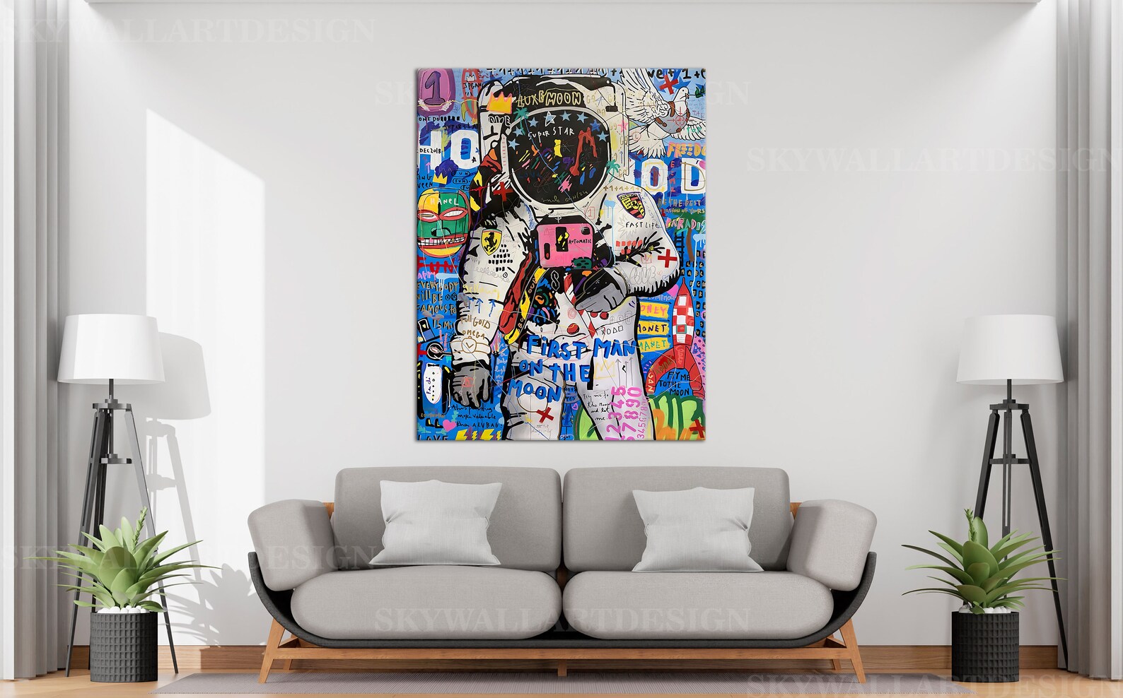 Graffiti Astronaut,astronaut Wall Art, Graffiti Print, Modern Canvas ...