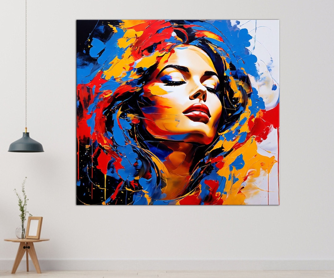 Woman Art Decor,abstract Girl Face Printing Canvas,abstract Painting ...