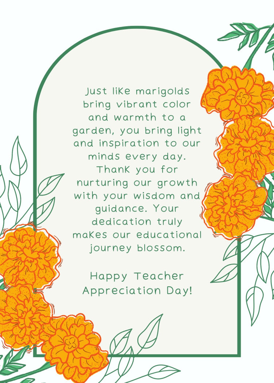 Marigold Teacher Appreciation Gift Tag (printable PDF) - Etsy