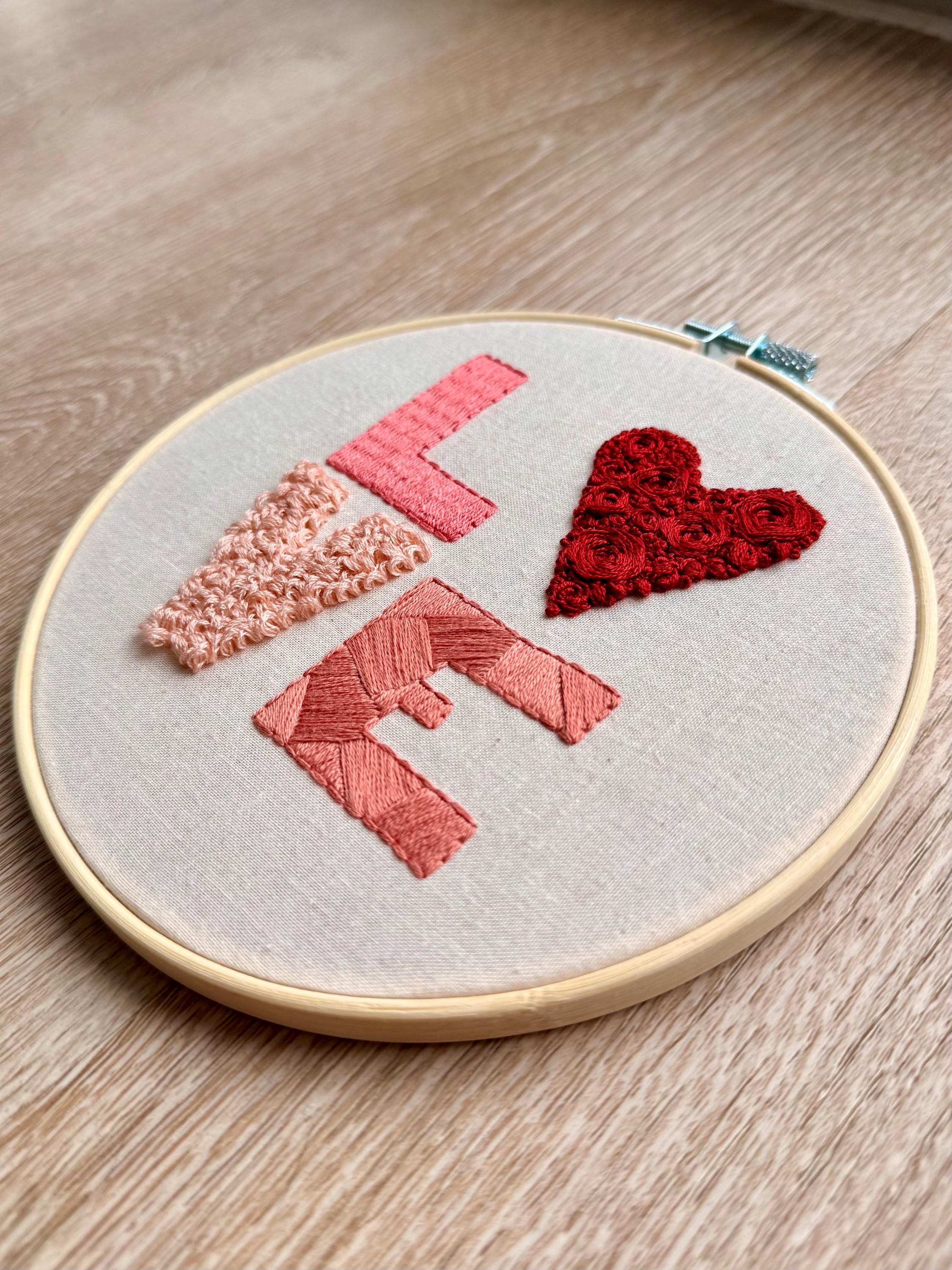 LOVE Hand Embroidery Pattern PDF | Modern Valentine Embroidery ...