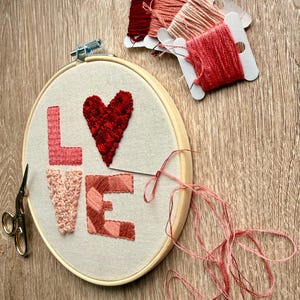 LOVE Hand Embroidery Pattern PDF | Modern Valentine Embroidery ...