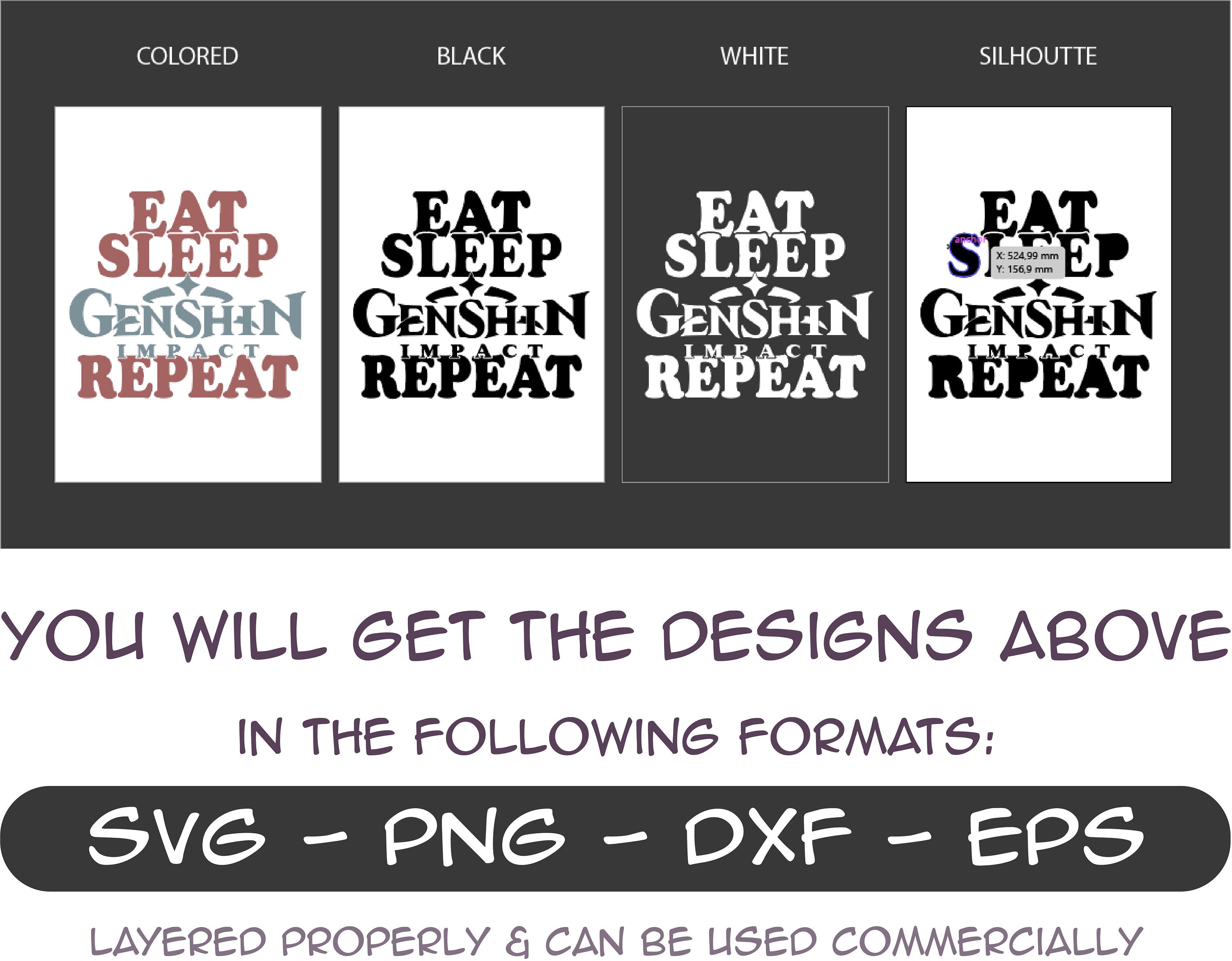 Eat Sleep Genshin Symbol Svg Png Shirt Print & Sticker Design - Etsy