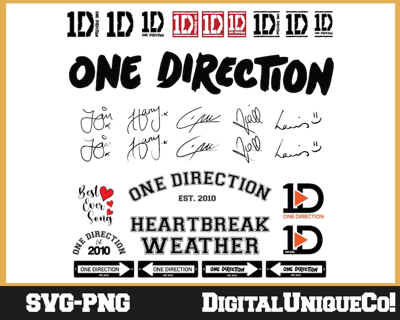 One Direction PNG SVG Bundle, 1D Logo, Shirt Design (digital Download ...