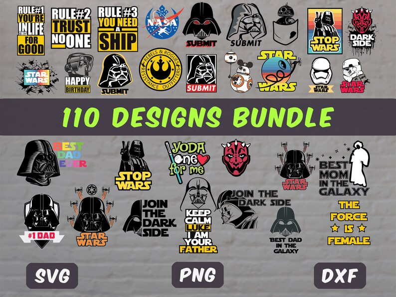 Star Wars Svg, 110+ Starwars Svg Bundle, Svg Files for Cricut, Darth ...