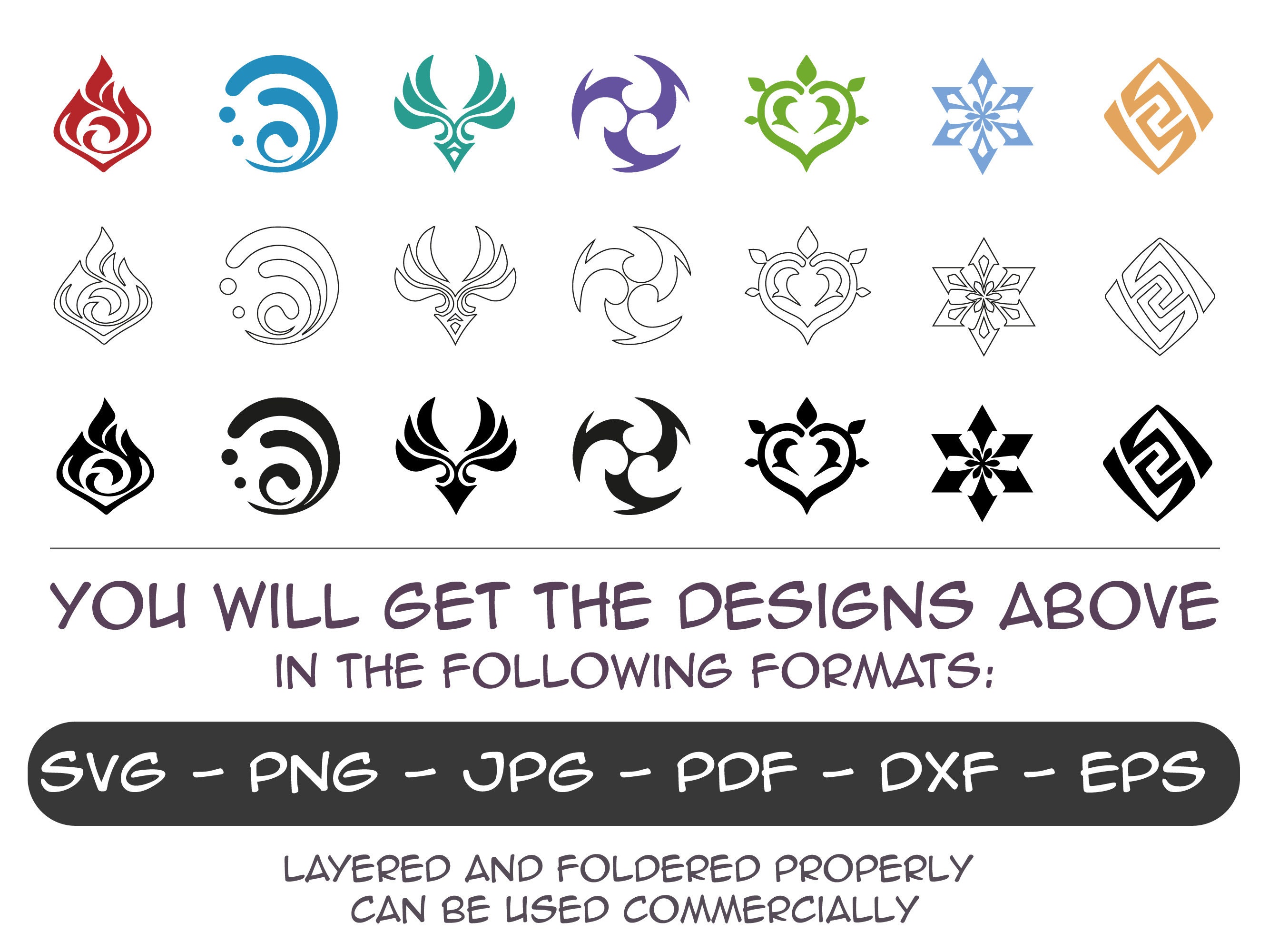 Genshin Element Symbol Svg Png Shirt Print & Sticker Design - Etsy