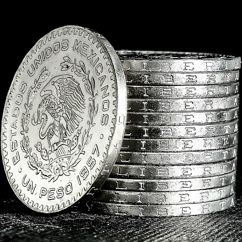 Beautiful Authentic Silver Peso 1957-1967 Un Peso mexico's Last Silver ...
