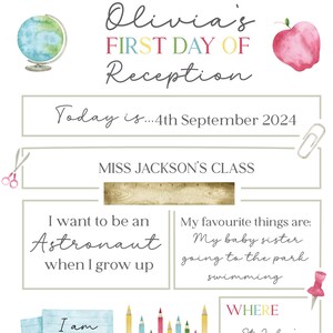 Back to School Printable, Personalised First Day of School Sign ...