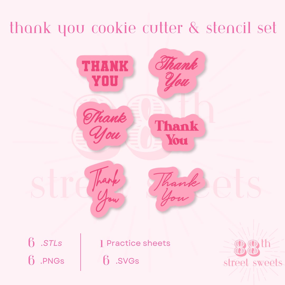 Sweet Gratitude Bundle: Thank You Cookie Cutter, Stencil & Practice Kit ...