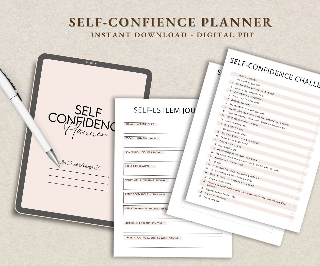 Printable Self-confidence Worksheet Digital Self-esteem - Etsy