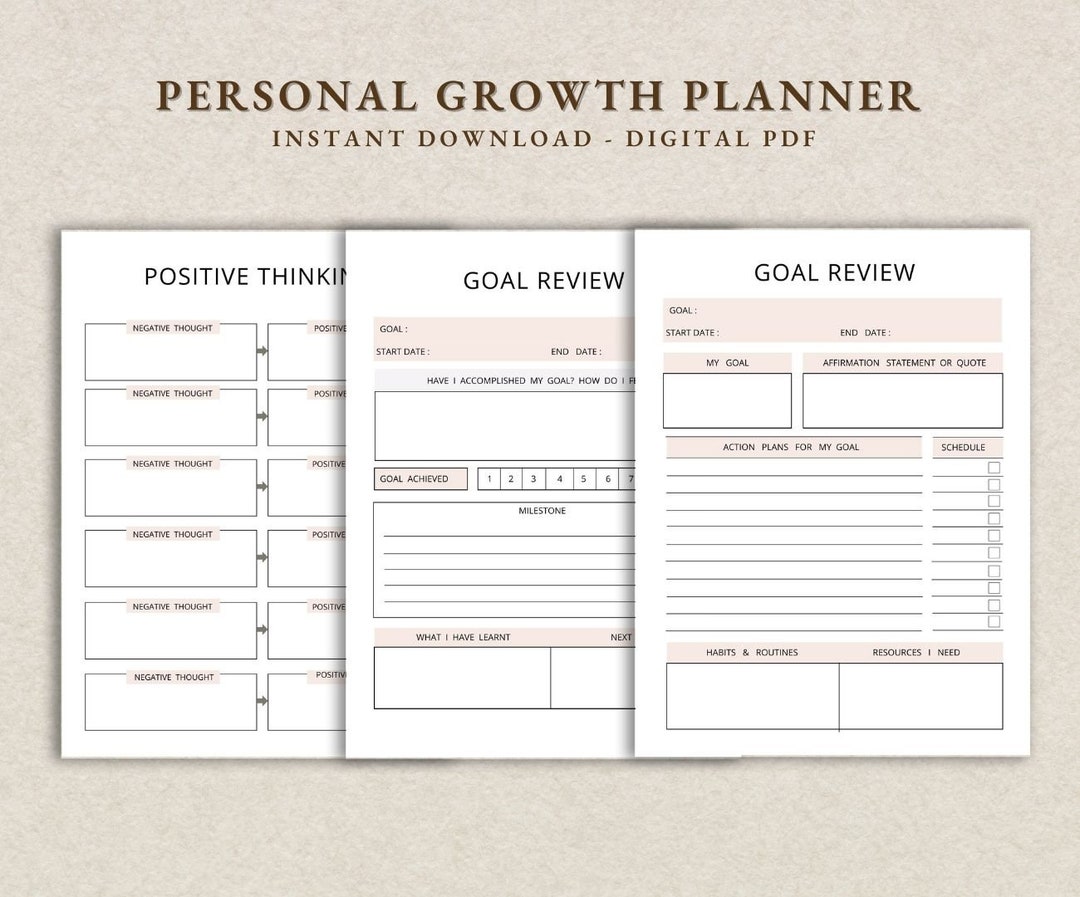 Personal Growth Planner Template, Personal Growth Workbook, Personal ...
