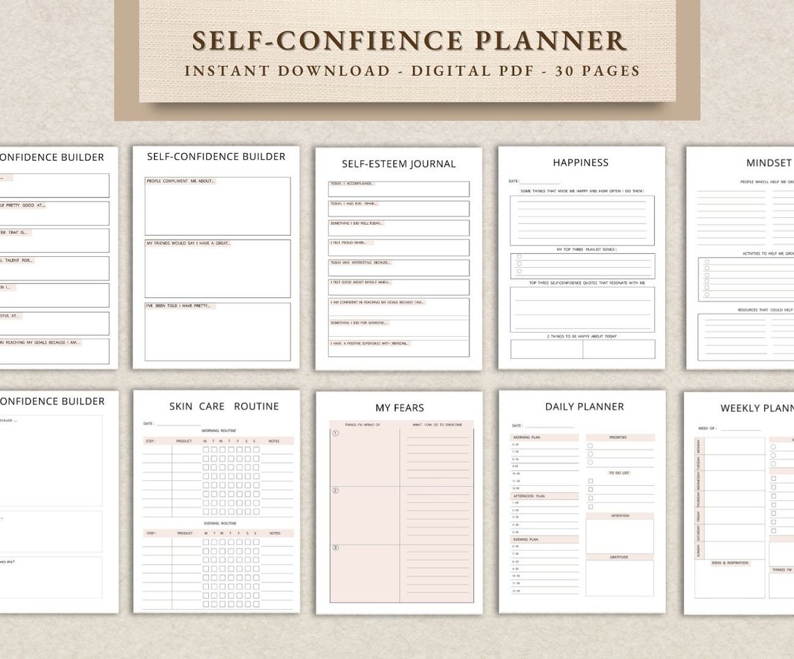Printable Self-confidence Worksheet Digital Self-esteem - Etsy