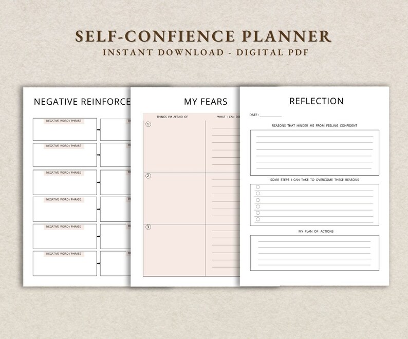 Printable Self-confidence Worksheet Digital Self-esteem - Etsy