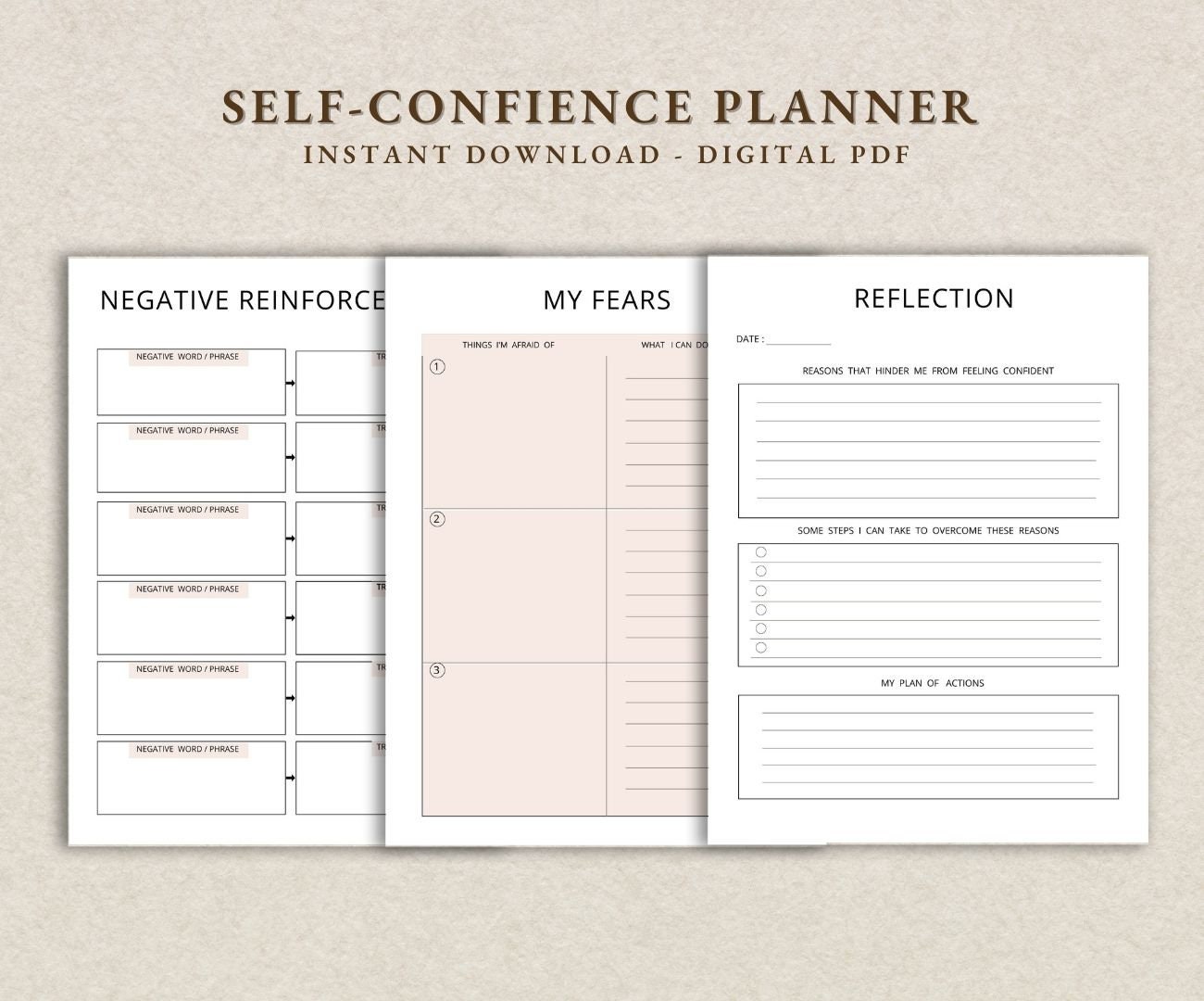 Printable Self-confidence Worksheet Digital Self-esteem - Etsy